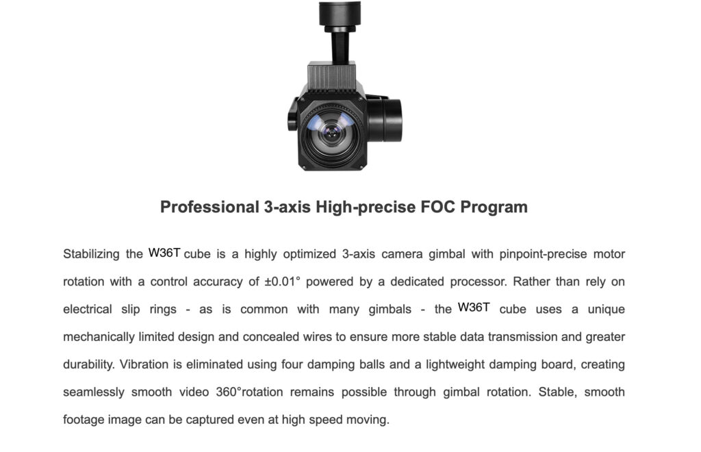 WLF-36 Tube Optimized Zoom Camera Gimbal High-precise FOC Program ...